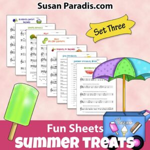 Summer Treats Funsheets Set Three - Susan Paradis Piano Teaching Resources