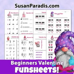 Valentine Fun Sheets for Beginners - Susan Paradis Piano Teaching Resources